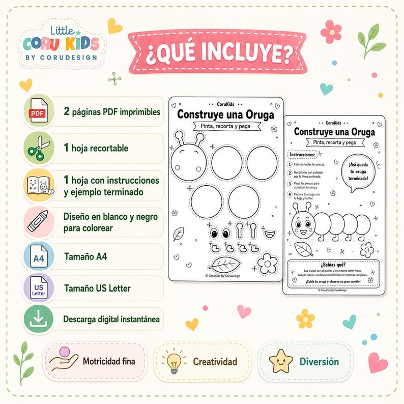 Caterpillar Craft to Cut and Paste | Build a Caterpillar | Insect ...