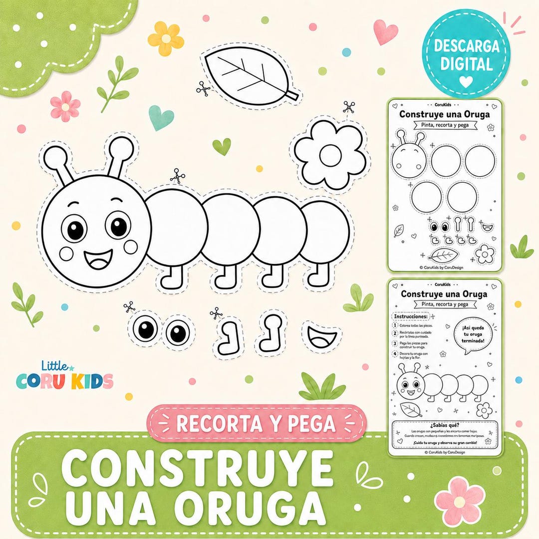 Caterpillar Craft to Cut and Paste | Build a Caterpillar | Insect ...