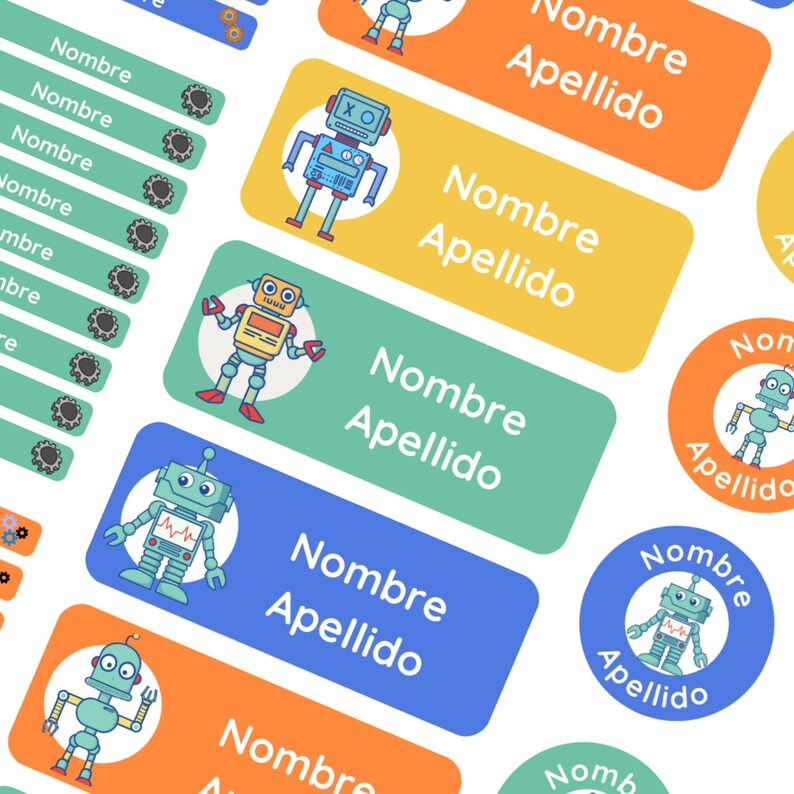 Robot School Labels | Personalized | Editable in Canva | Printable - Etsy
