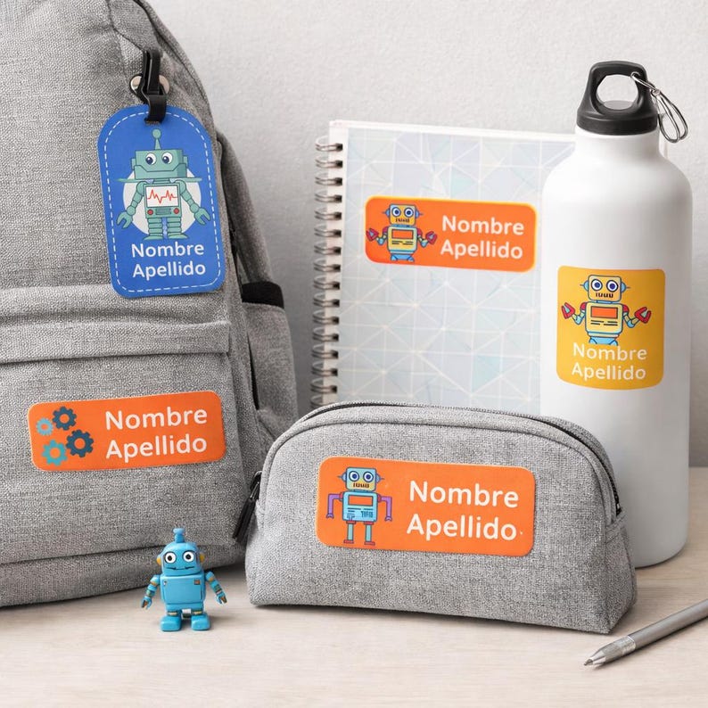 Robot School Labels | Personalized | Editable in Canva | Printable - Etsy