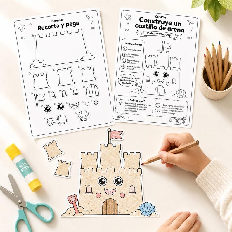 Sandcastle Craft to Cut and Paste | Build a Sandcastle | Summer ...