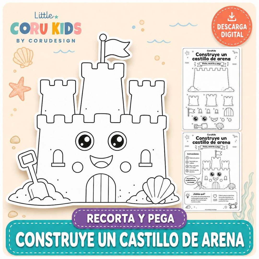 Sandcastle Craft to Cut and Paste | Build a Sandcastle | Summer ...