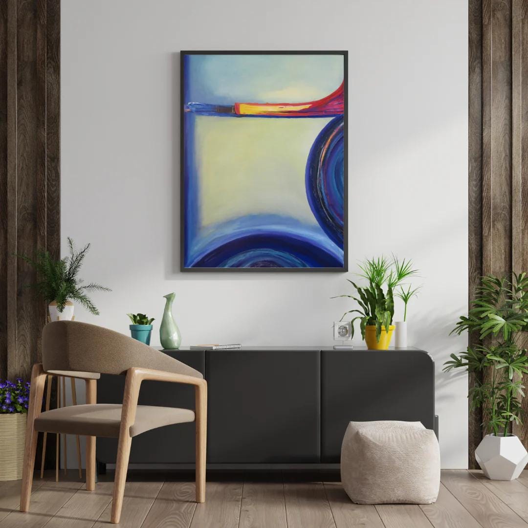 Bold Abstract Digital Print, Modern Geometric Energy Wall Art, Vibrant ...
