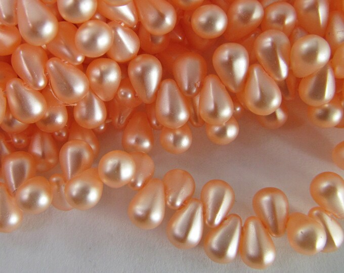 50 Vintage Dainty Peach Pink Faux Pearl Teardrop Bead Drops Bd1354 - Etsy