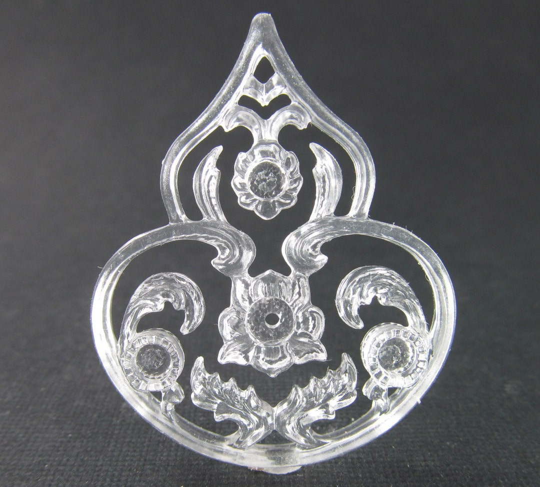 4 Vintage 45mm Clear Filigree Floral Acrylic Pendant Pd659 - Etsy