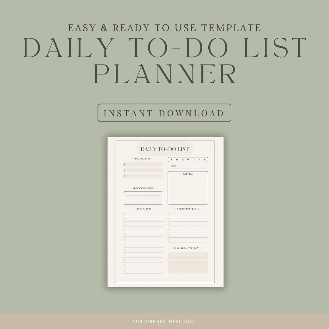 Daily To-do List Printable | Neutral Minimal Planner | Daily Tasks ...