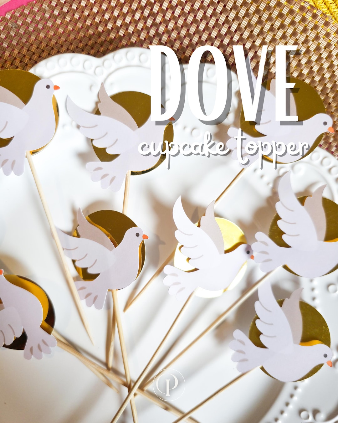 16 Pcs White Dove Cupcake Toppers - Cake Decor First Communion, Baptism ...