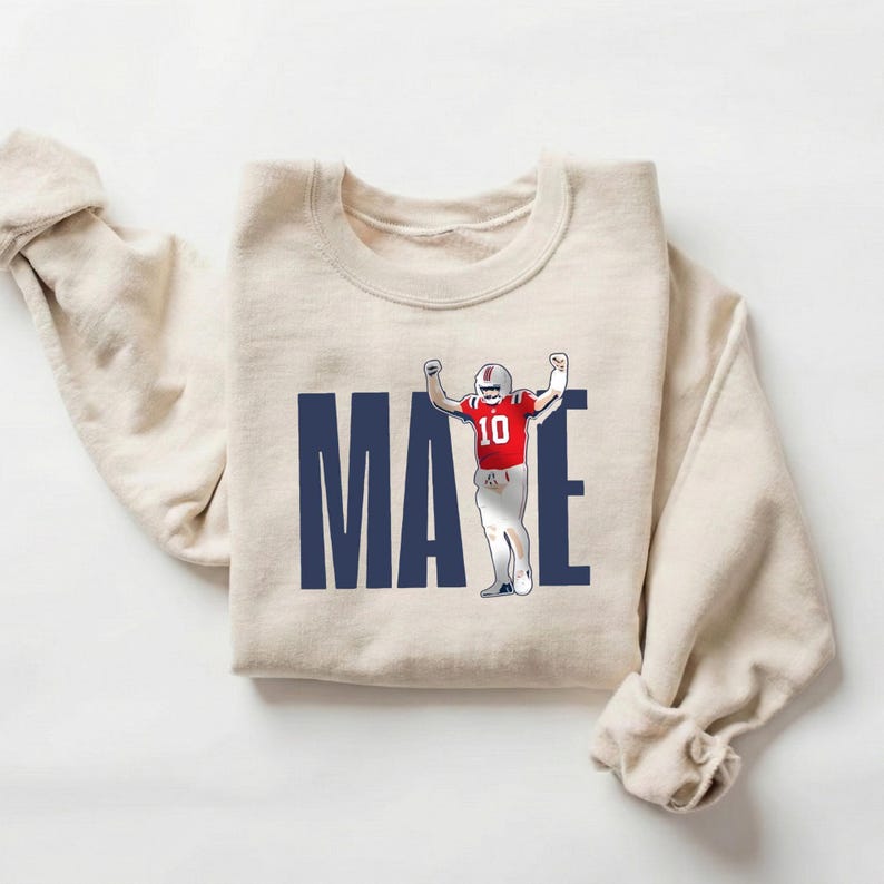 Drake Maye Football Hoodie, New England Football Sweatshirt, Game Day ...