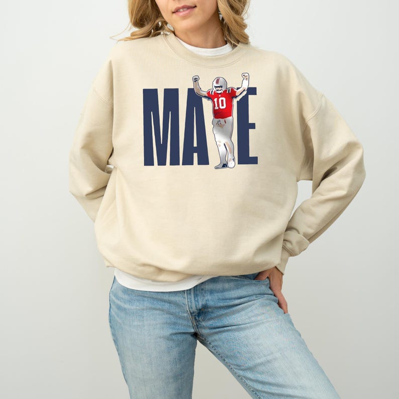 Drake Maye Football Hoodie, New England Football Sweatshirt, Game Day ...