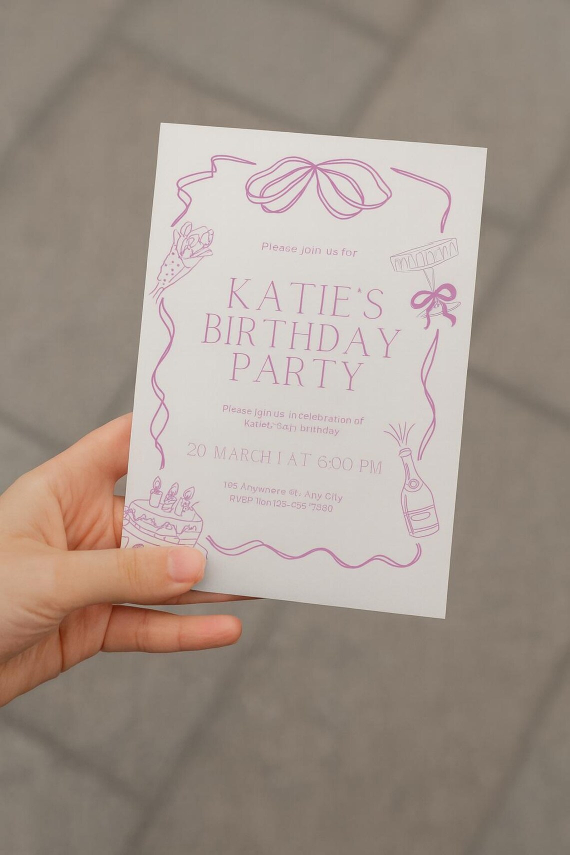 Pink Printable Birthday Invitation - Etsy