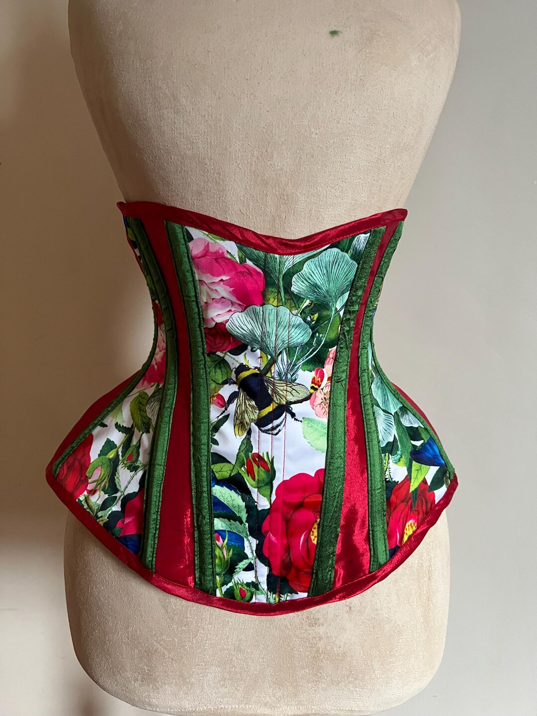 24” Brightly Coloured Bees and Flowers Steel Boned Underbust Corset - Etsy
