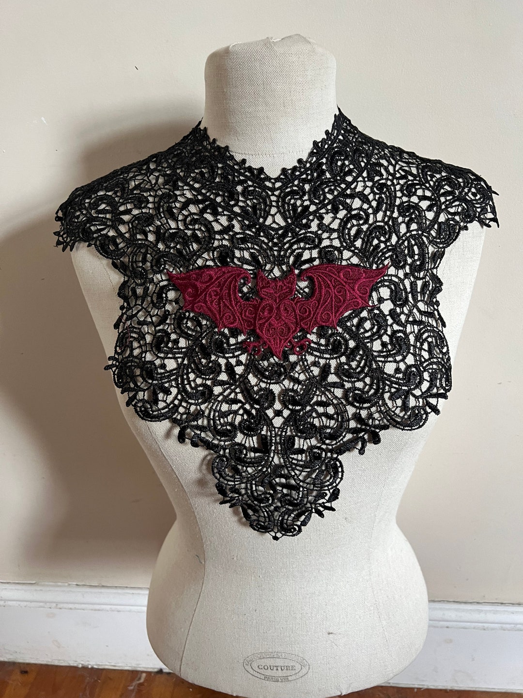 Black and Burgundy Bat Lace Collar - Etsy