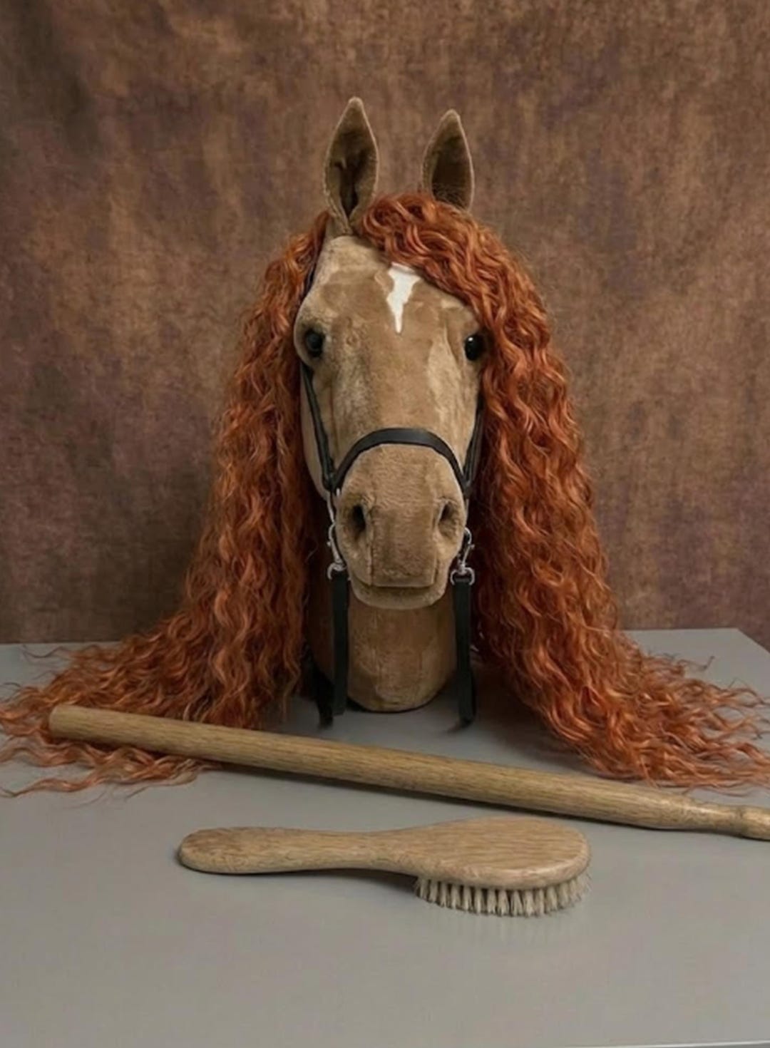 Handmade Hobby Horse With Long Curly Mane – Realistic Stick Horse for ...