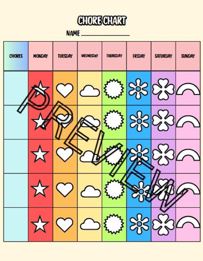 Chore Chart for 5–6 Year Olds | Kindergarten & First Grade Routine ...
