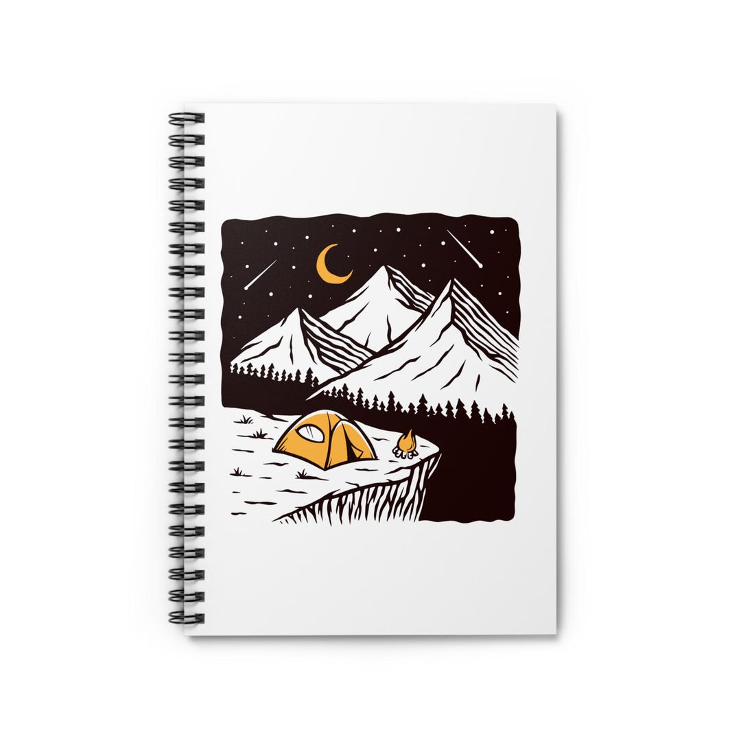 Night Camping Spiral Notebook - Mountain Campfire Adventure Journal for ...