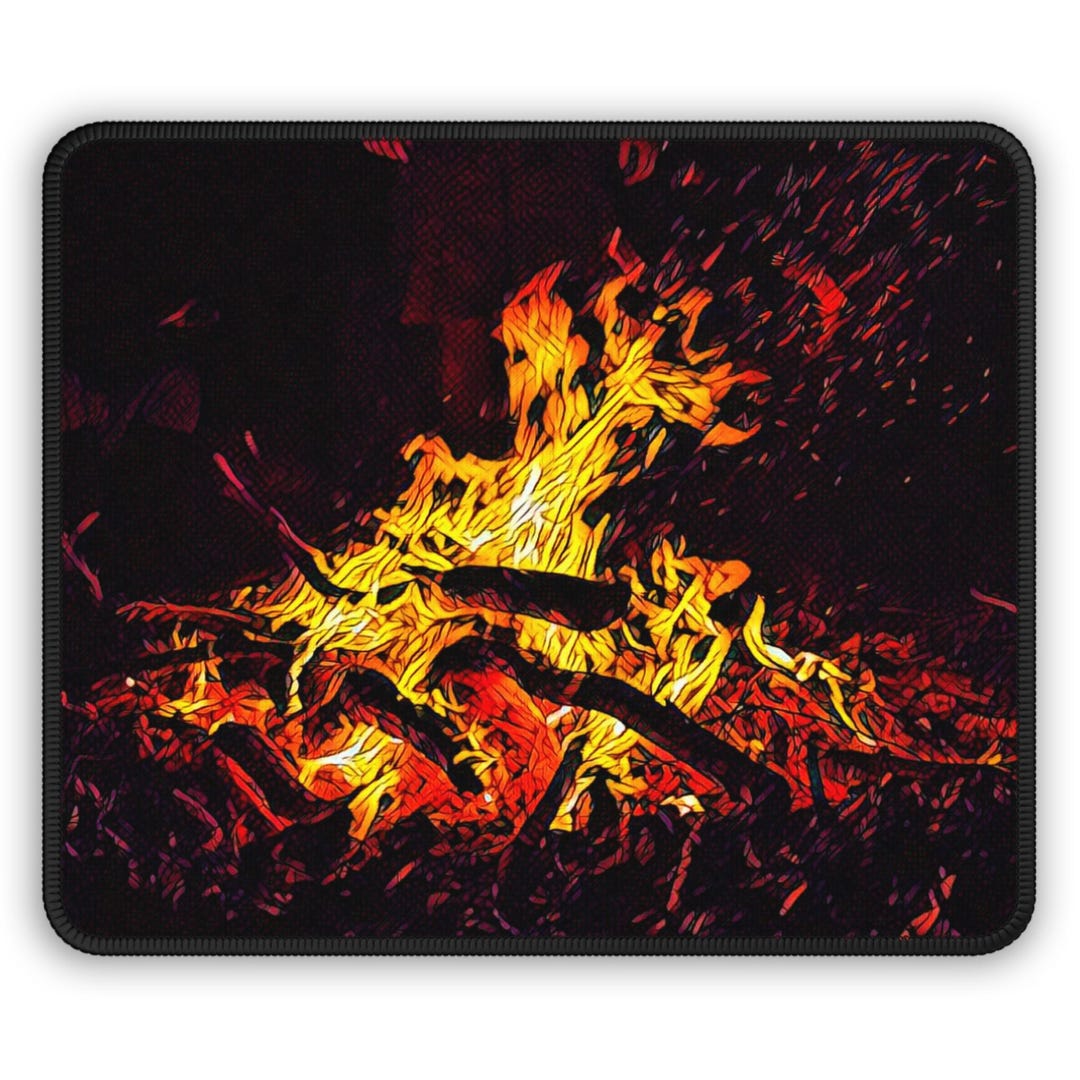 Campfire Glow Mouse Pad - Cozy Outdoor Desk Decor Inspired by Warm ...