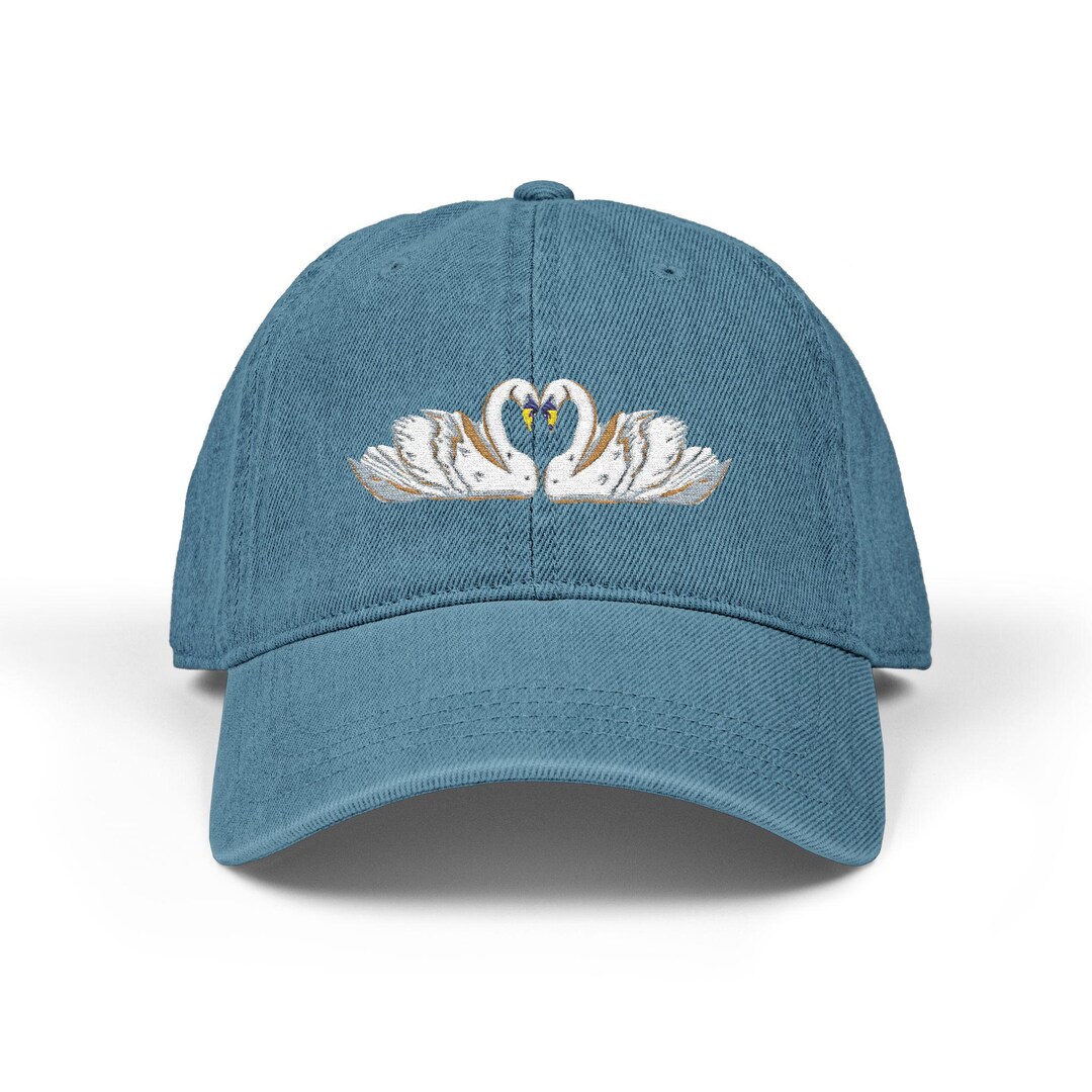 Swan Heart Embroidery Denim Hat | Swan Couple Baseball Cap - Etsy