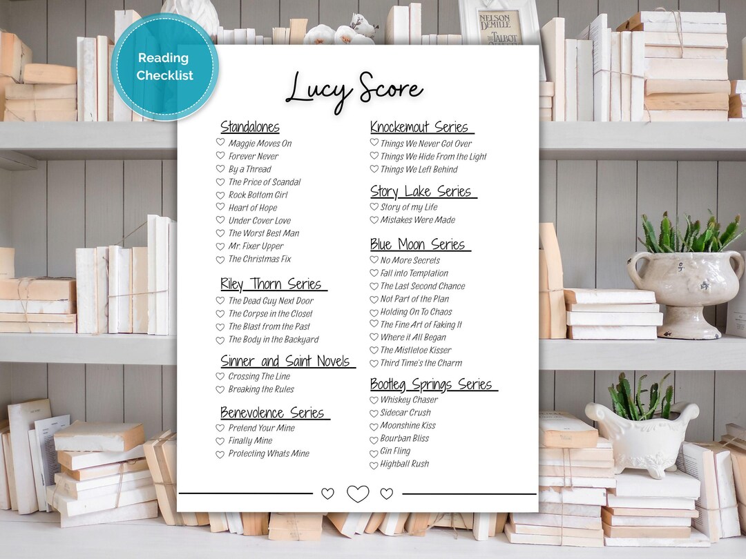 Lucy Score Reading Log, Author Book Checklist, Printable Reading Log ...