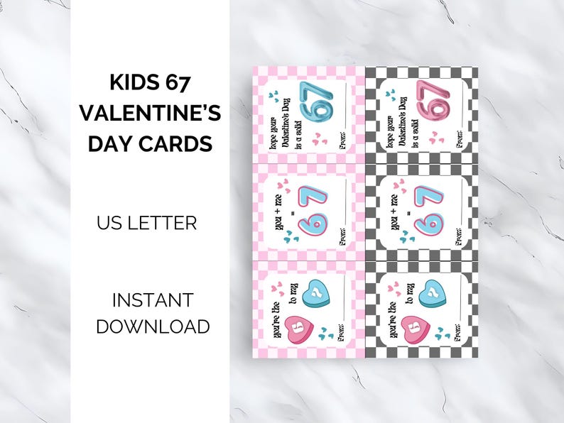 67 Valentine's Day Cards, Printable Kids Valentine's Day Cards, 6-7 ...