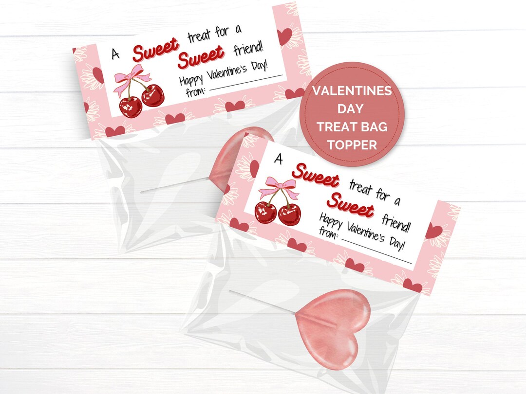 Valentine Treat Bag Topper Printable, Classroom Valentine Candy Bag ...