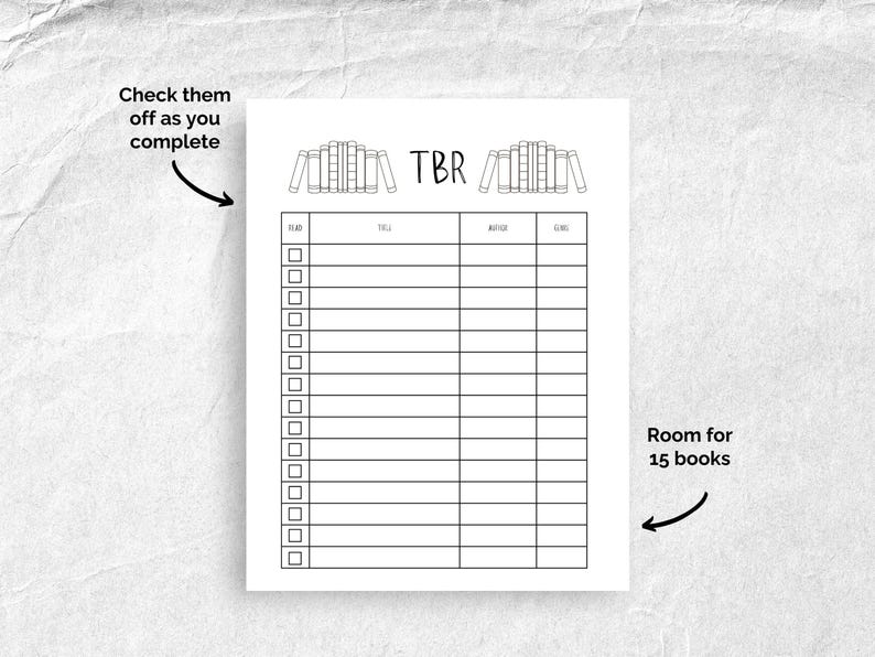 TBR Tracker Printable, to Be Read List, Reading Planner Printable, Book ...