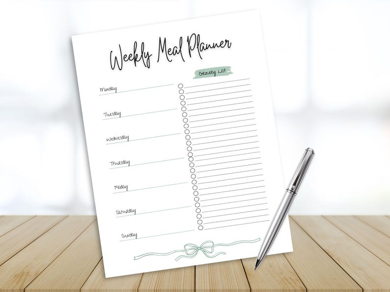 Weekly Meal Plan Printable, Meal Plan & Grocery List, Minimal Meal Planner, (digital Download ...