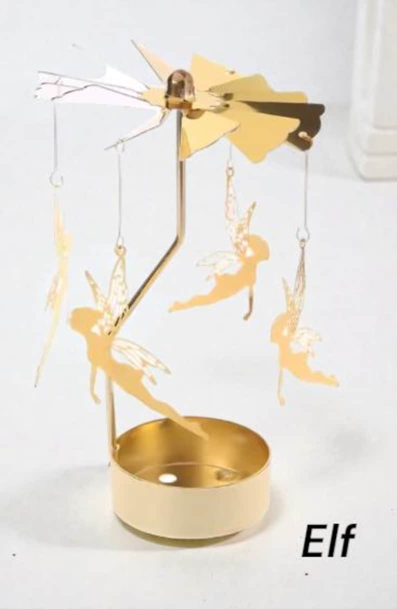 Rotating Candle Holder , Cozy Holiday Decor , Whimsical Gold Candle ...
