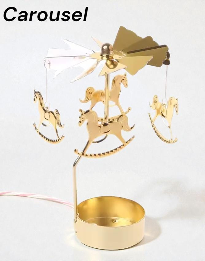 Rotating Candle Holder , Cozy Holiday Decor , Whimsical Gold Candle ...
