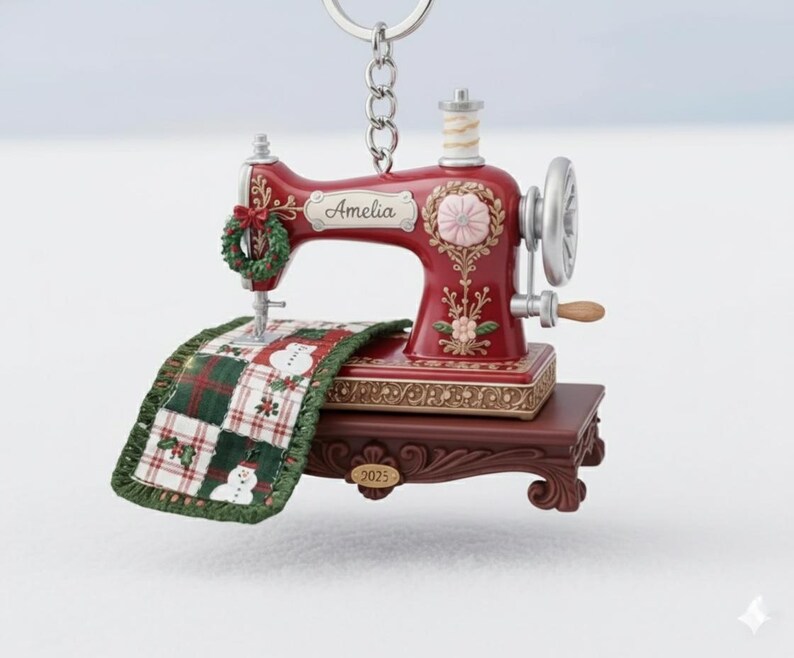 Personalized Sewing Machine Keychain, Custom Name Seamstress Gift, 2D ...