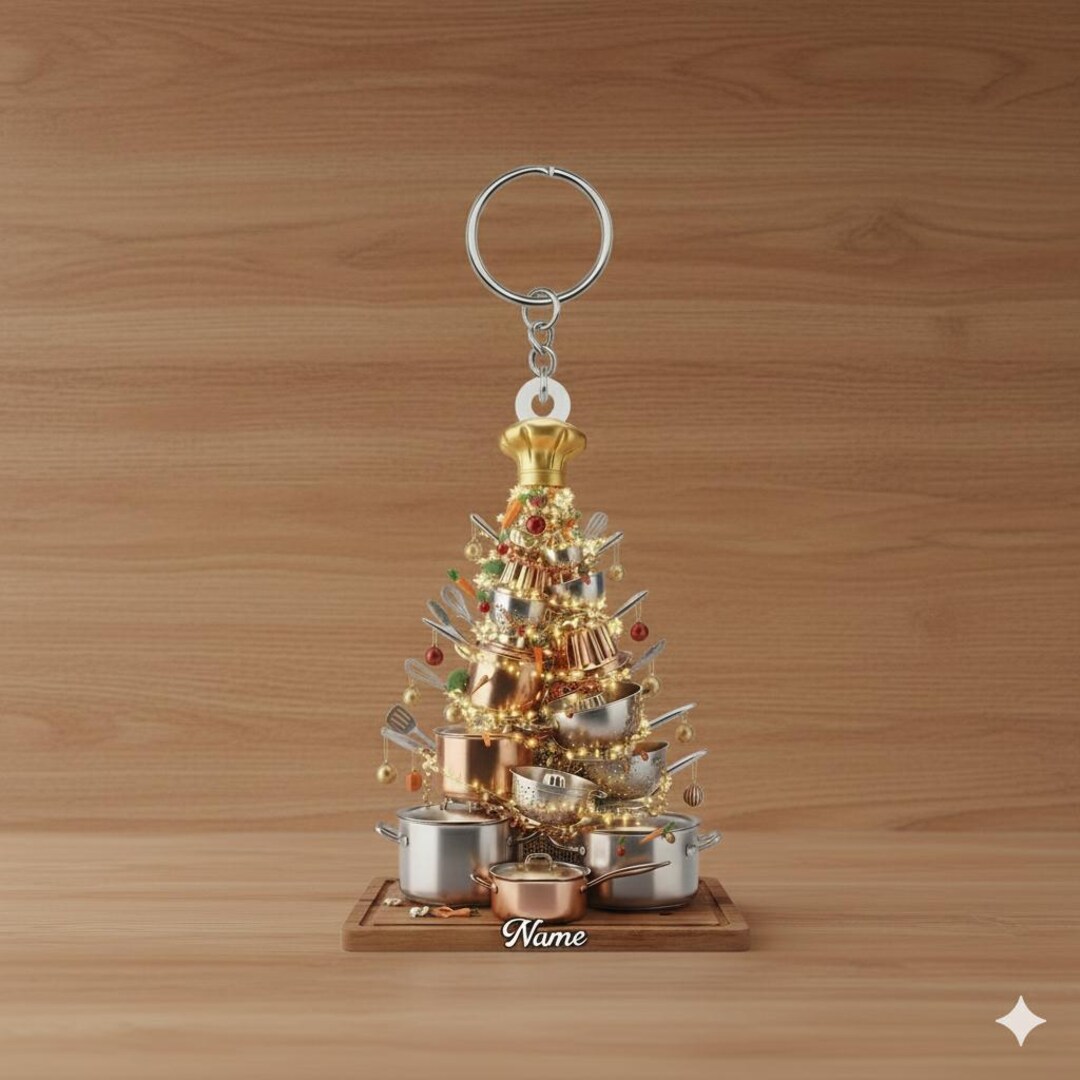 Personalized 2D Chef Tree Keychain, Custom Name Culinary School Gift ...