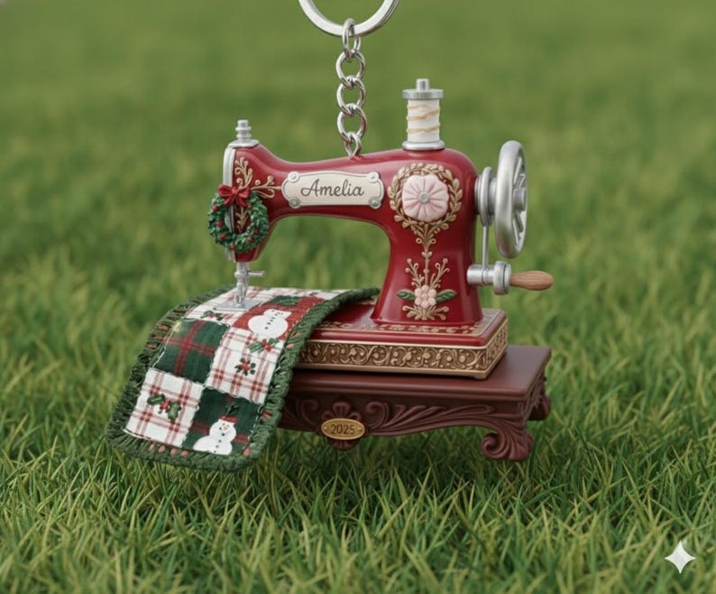 Personalized Sewing Machine Keychain, Custom Name Seamstress Gift, 2D ...