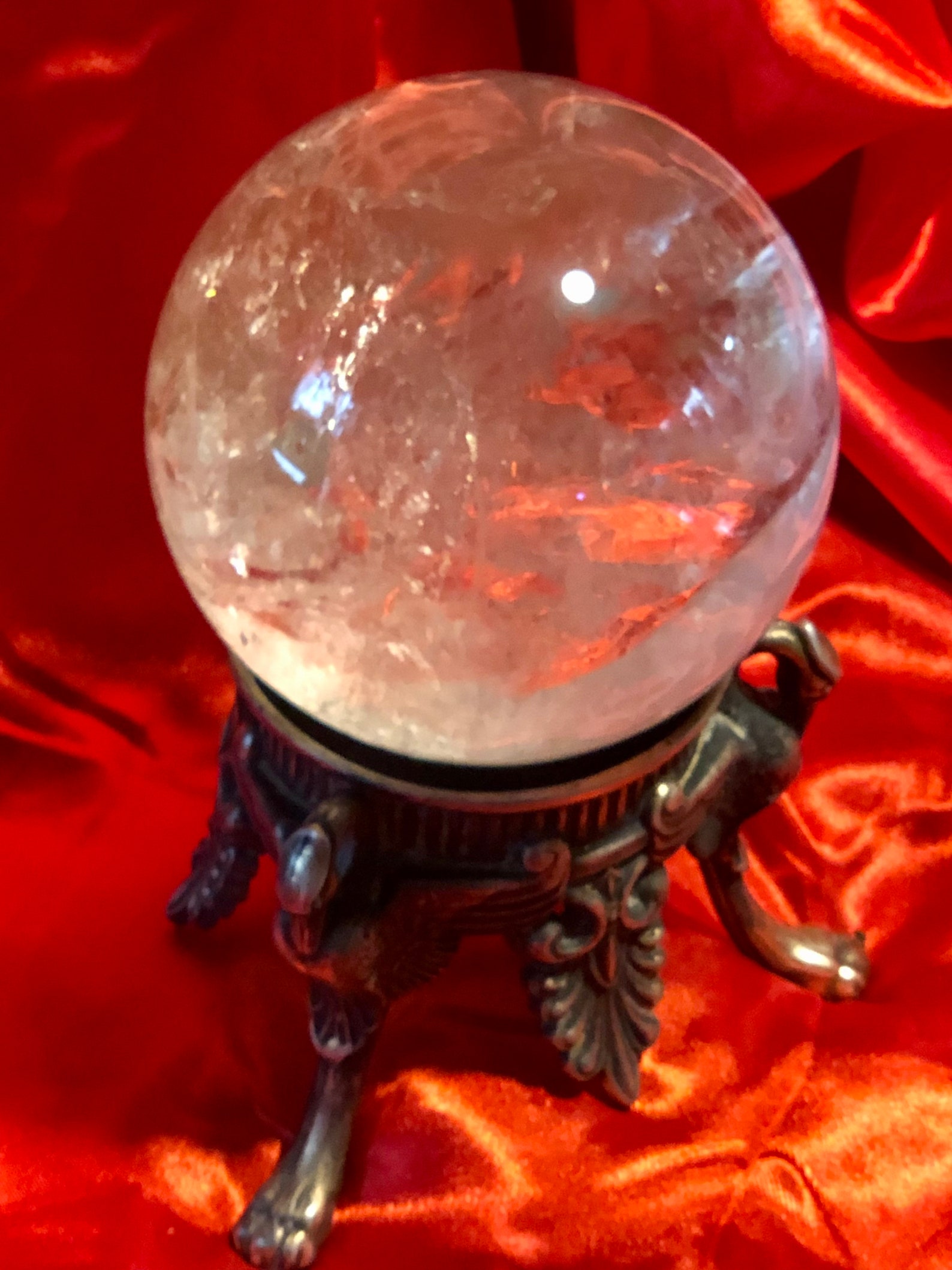 Smoky Topaz Scrying 'crystal Ball' - Large 120mm Sphere - Bronze ...