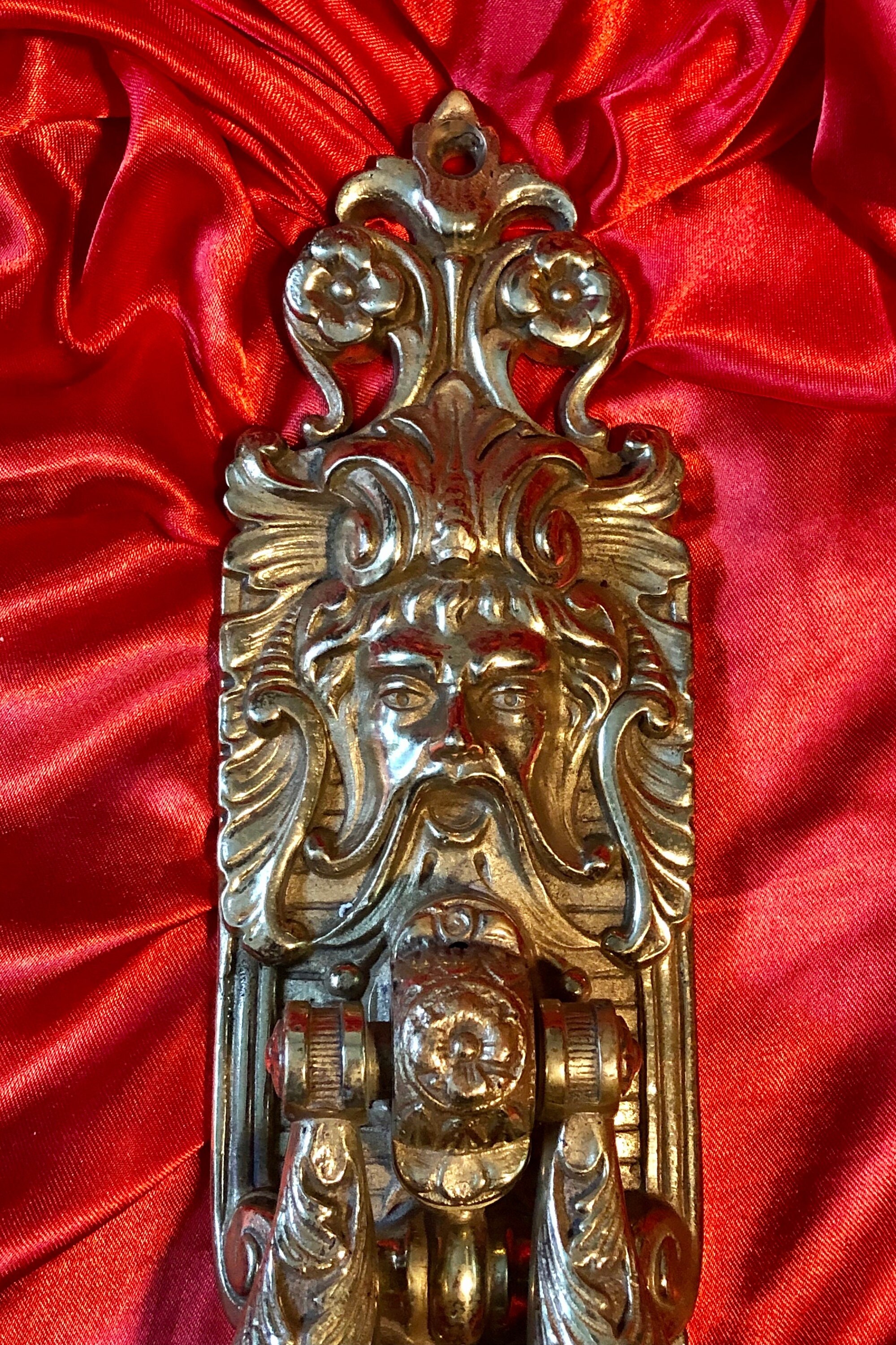 Antique Large Victorian Door Knocker 1800s - Satyr Green Man Viking ...