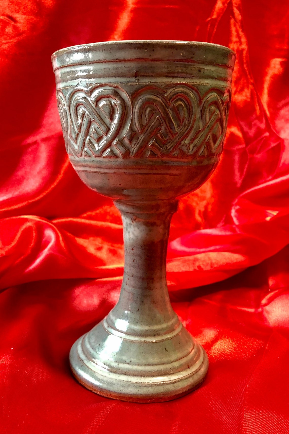 Celtic Aqua Green Ceramic Chalice/goblet Knotwork Hearts | Etsy