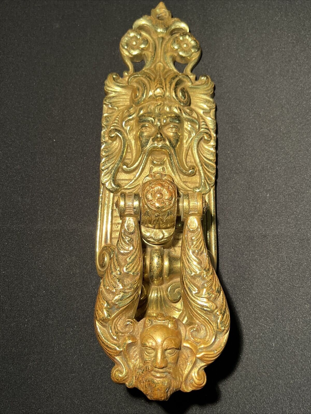 Antique Large Victorian Door Knocker 1800s - Satyr Green Man Viking ...