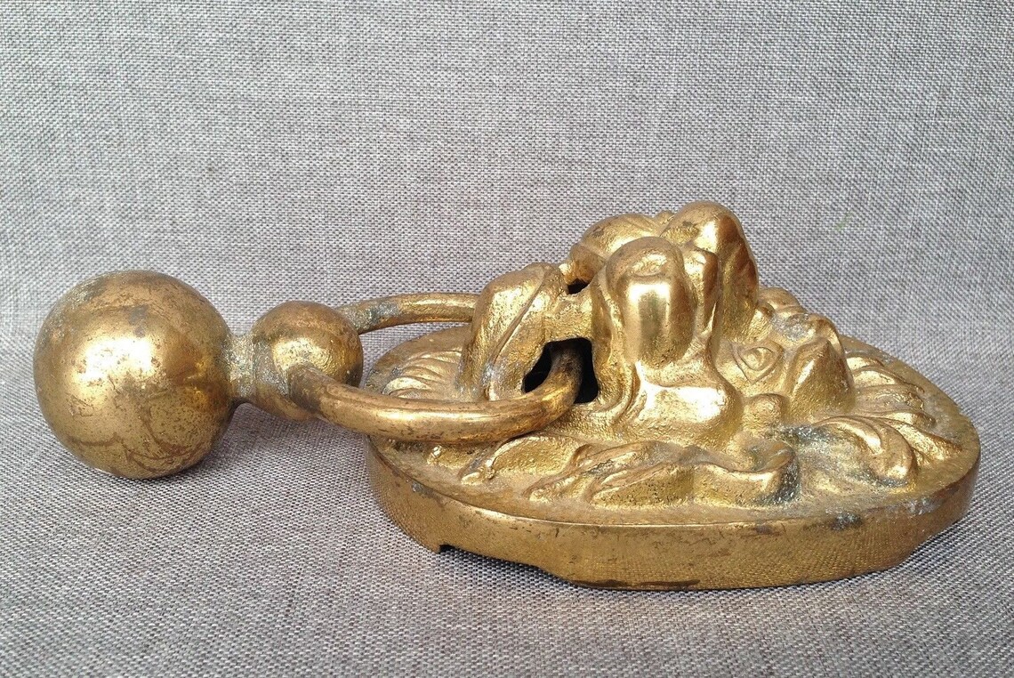 Antique French Bronze Door Knocker Early 1900s - Large Lion Gothic ...