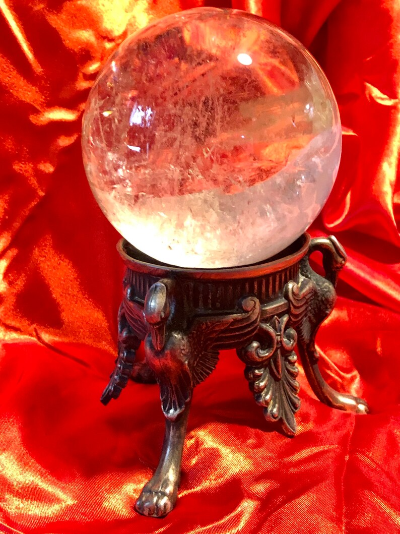 Smoky Topaz Scrying 'crystal Ball' - Large 120mm Sphere - Bronze ...