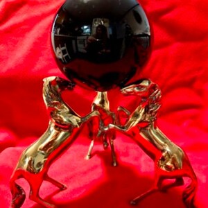 Large Black Obsidian Scrying 'crystal Ball' 120mm on Vintage Horse ...