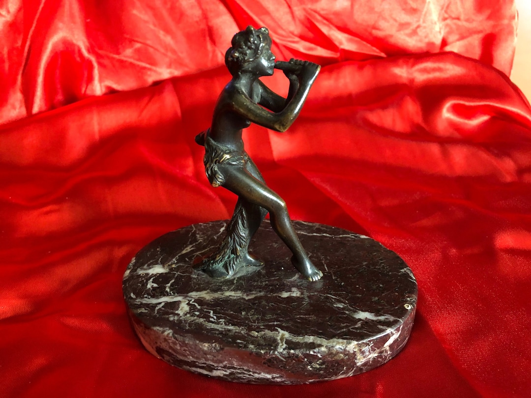 Antique Victorian Bronze - Female Faun Sculpture on Marble - Late 1800s ...