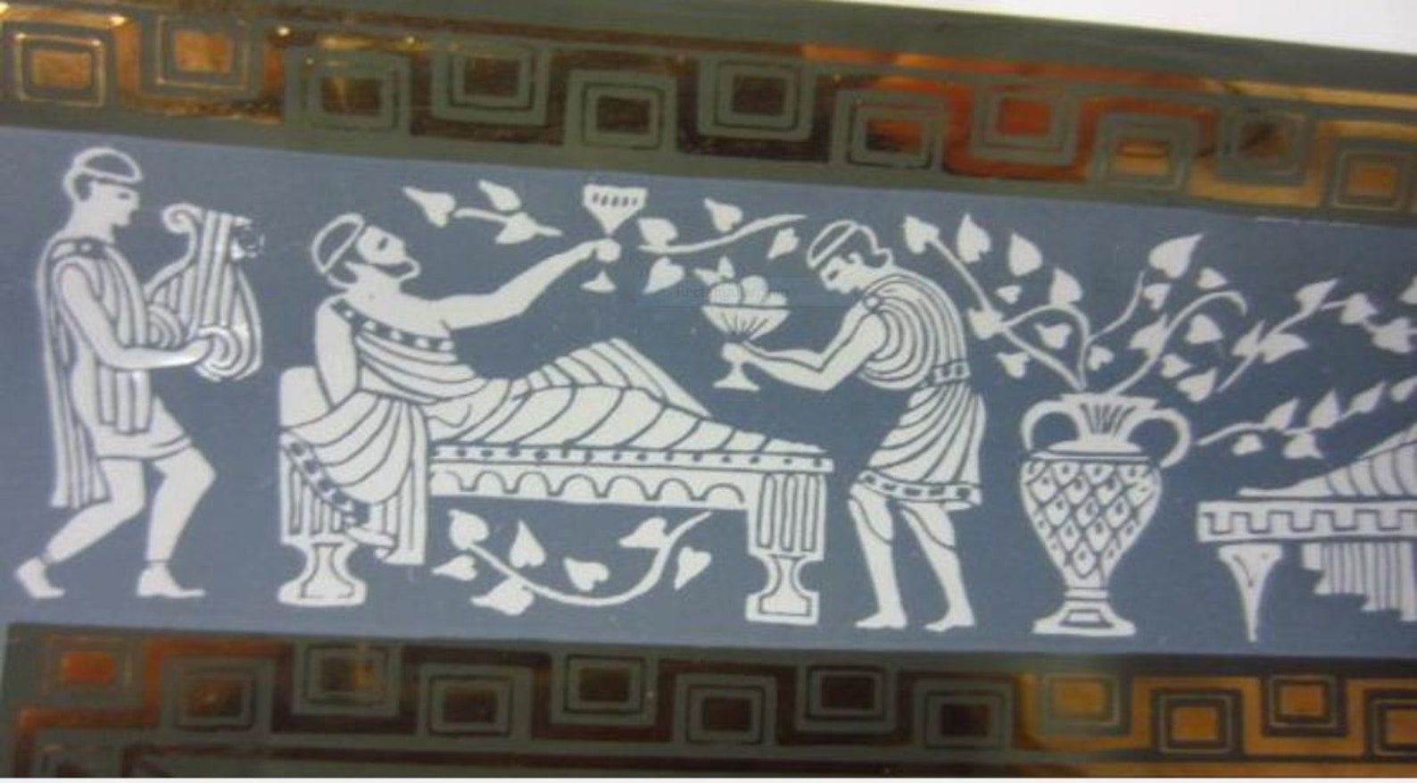 Greek Mythology Black Glass Plates - Vintage With 24K Gold Trim ...
