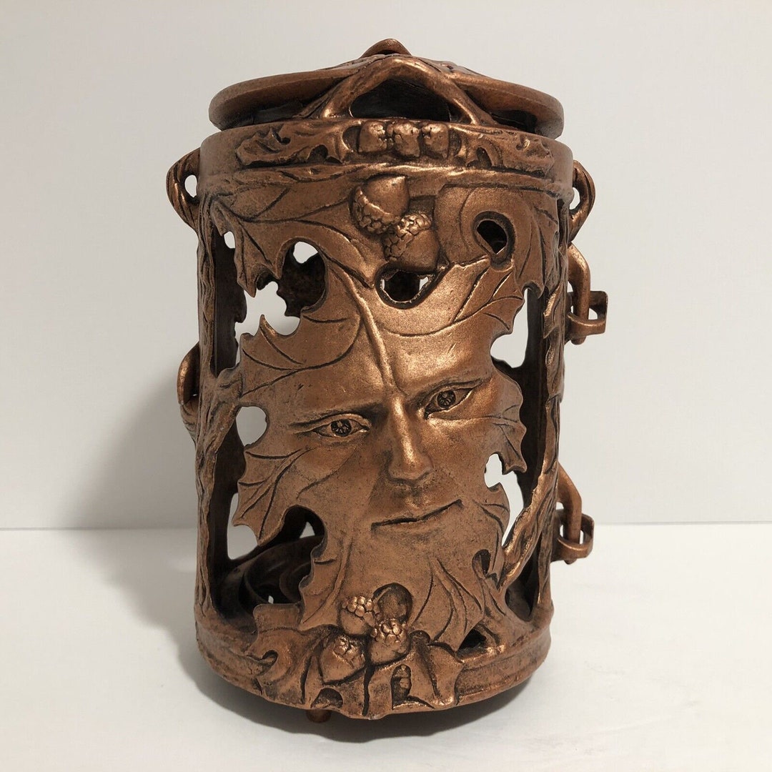 Carson Bronze Greenman Fall Leaf Lantern - Rare! - Outdoor Tree Candle ...