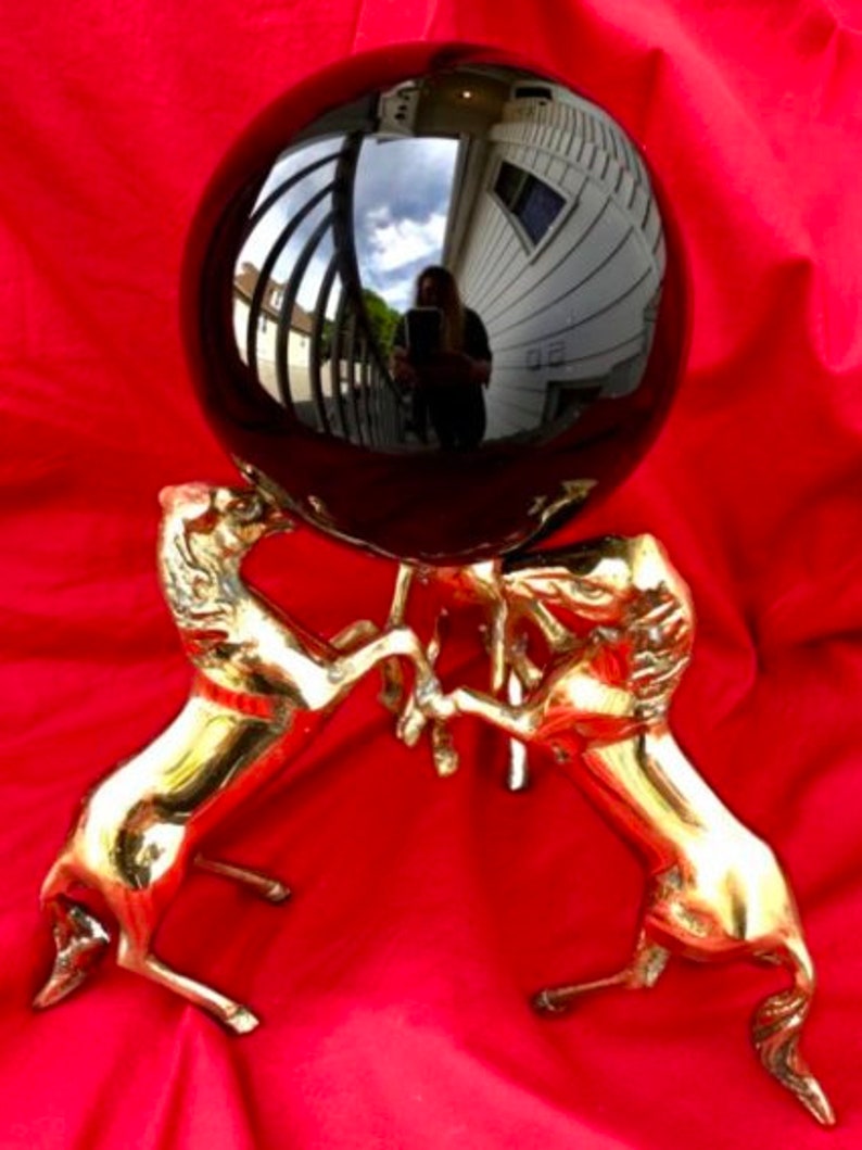 Large Black Obsidian Scrying 'crystal Ball' 120mm on Vintage Horse ...