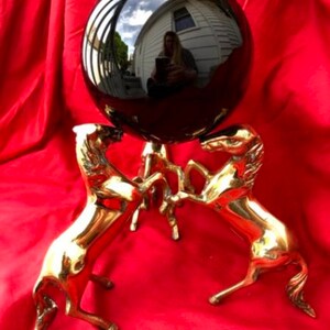Large Black Obsidian Scrying 'crystal Ball' 120mm on Vintage Horse ...