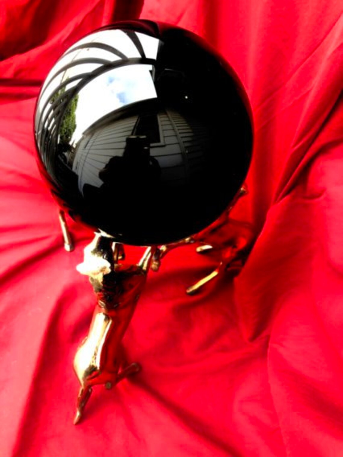 Large Black Obsidian Scrying 'crystal Ball' 120mm on Vintage Horse ...