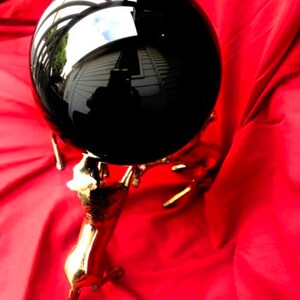 Large Black Obsidian Scrying 'crystal Ball' 120mm on Vintage Horse ...