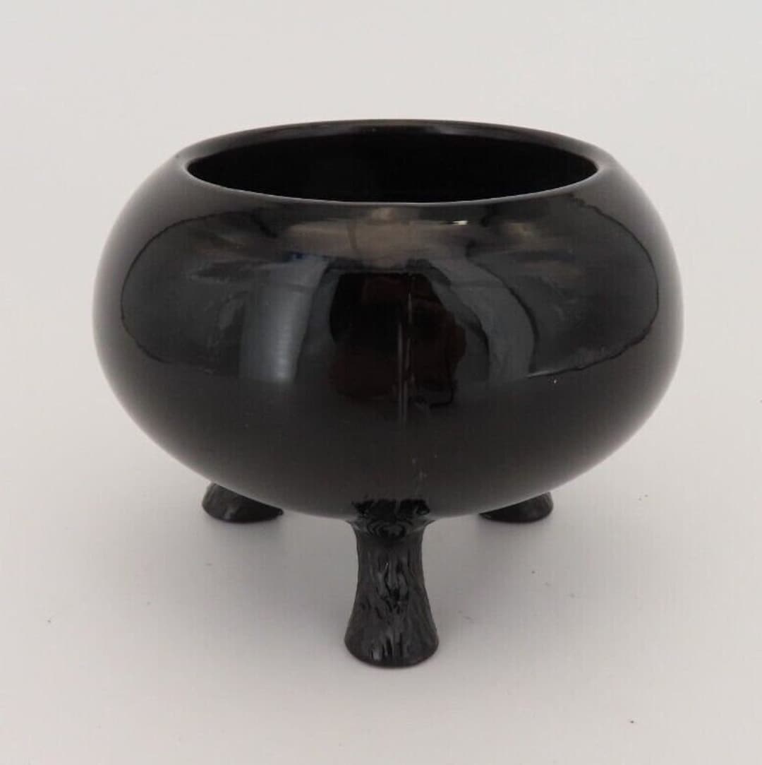 Black Amethyst Depression Glass - Scrying/gazing Bowl - Hooved Feet - L ...