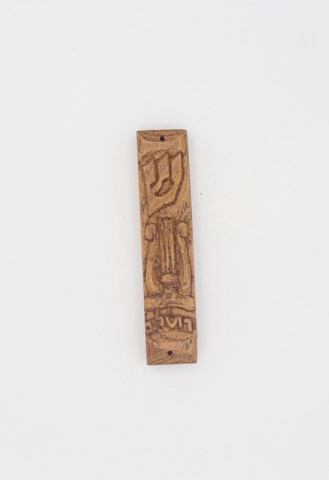 Hand Hand-carved Mini Mezuzah Case, With A Shin, Jewish Judicia, 7 ...
