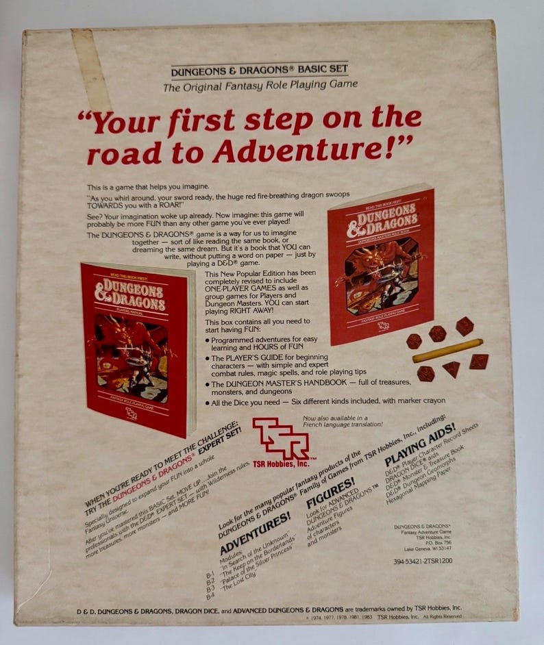 Vintage TSR Dungeons & Dragons Box Set (basic Rules Set 1) - Etsy