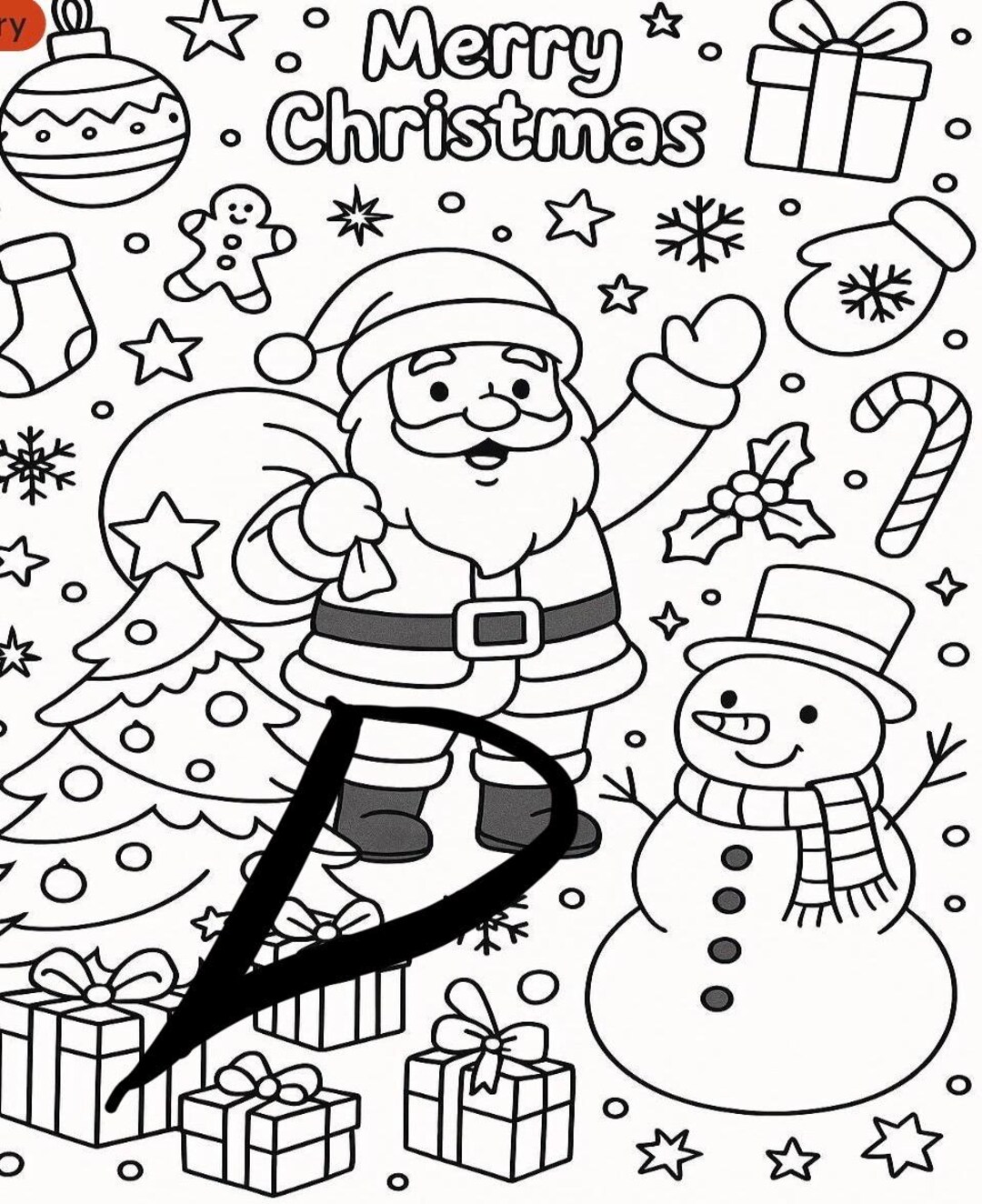 Merry Christmas Colouring Page - Etsy