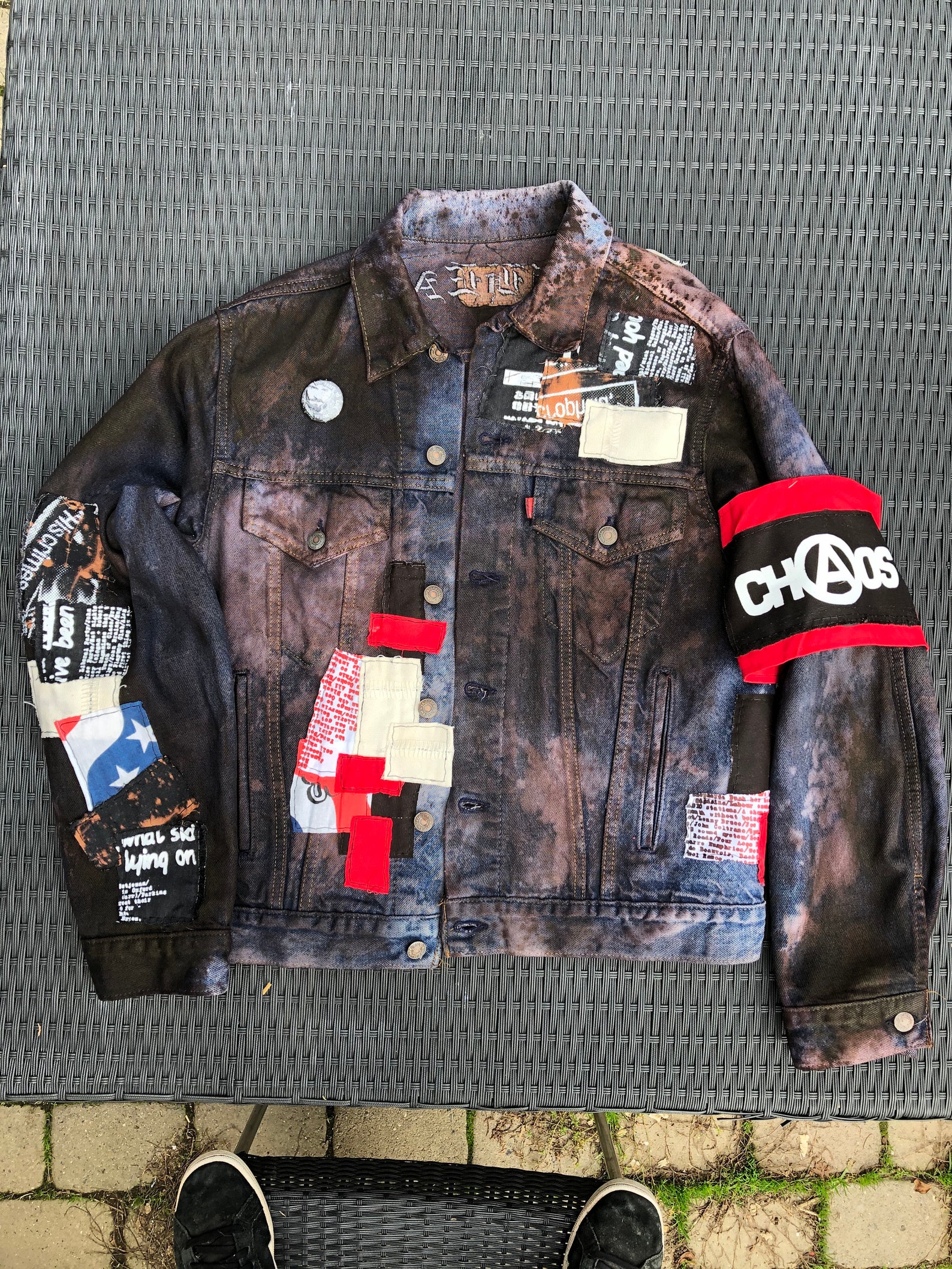 ANARCHY Punk Jacket Mens M Levis Distressed Patched - Etsy